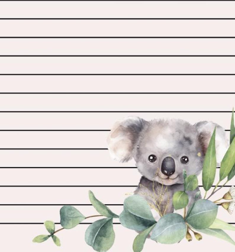 Cute Animal Writing Paper - A5 Digital Download | Koala, Fox & Squirrel ...