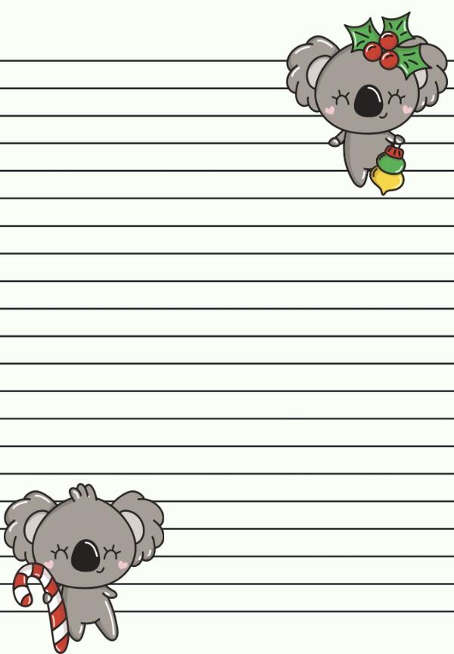 Christmas Writing Paper Digital Download | Cute Koalas, Capybaras ...