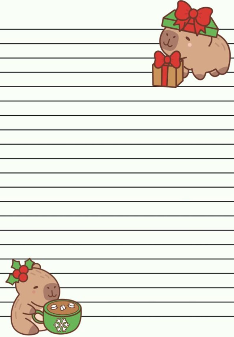 Christmas Writing Paper Digital Download | Cute Koalas, Capybaras ...
