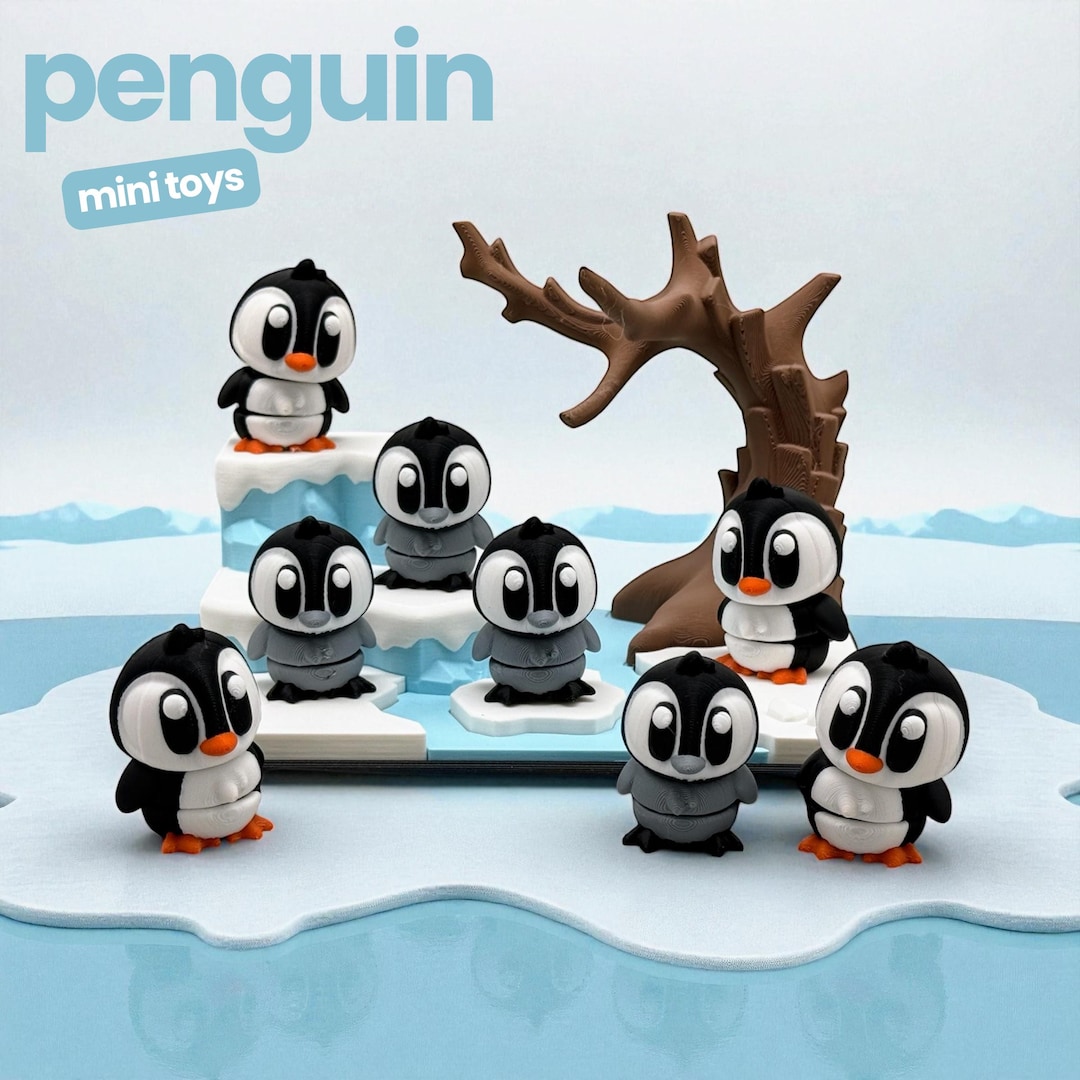 3D Printed Penguins Fidget Toy | Articulated Penguin Figures and ...
