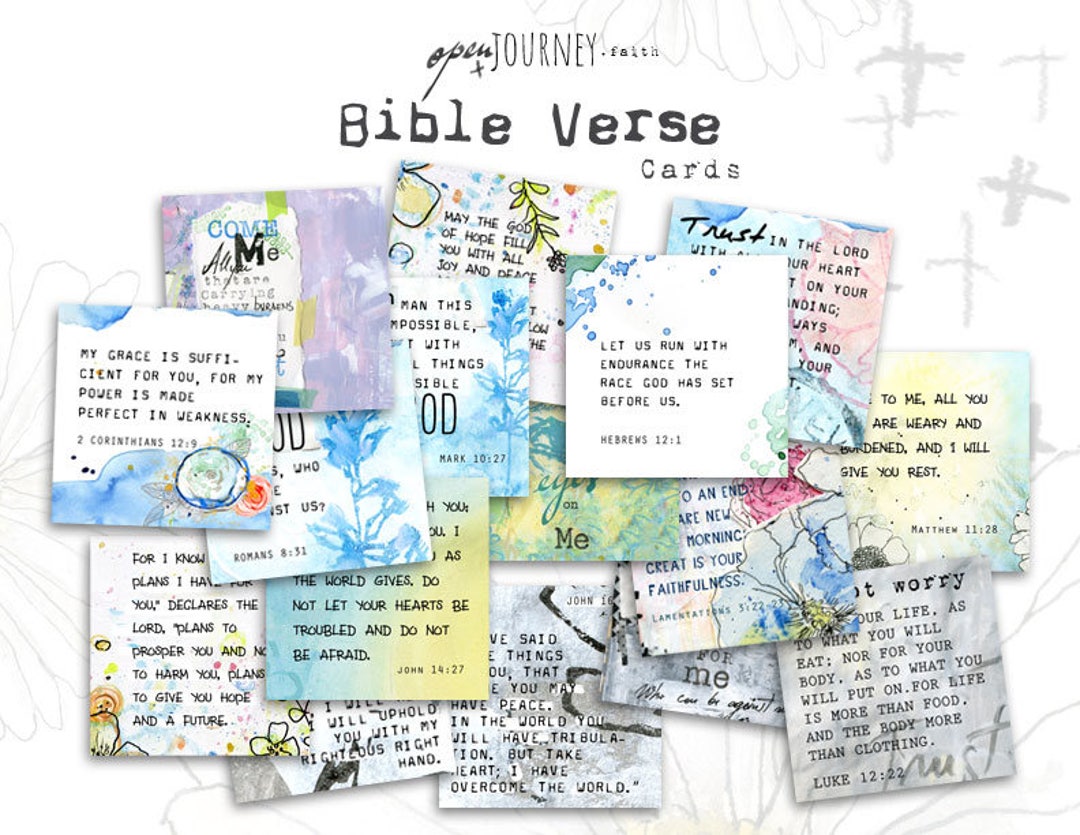 Inspirational Bible Verse Cards and Illustrations- Set of 24 - Etsy