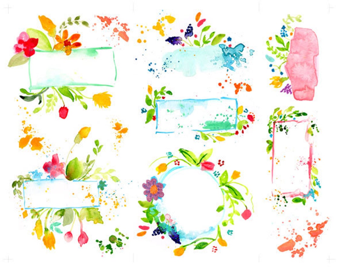 Watercolor Floral Headers Floral Art Digital Download - Etsy