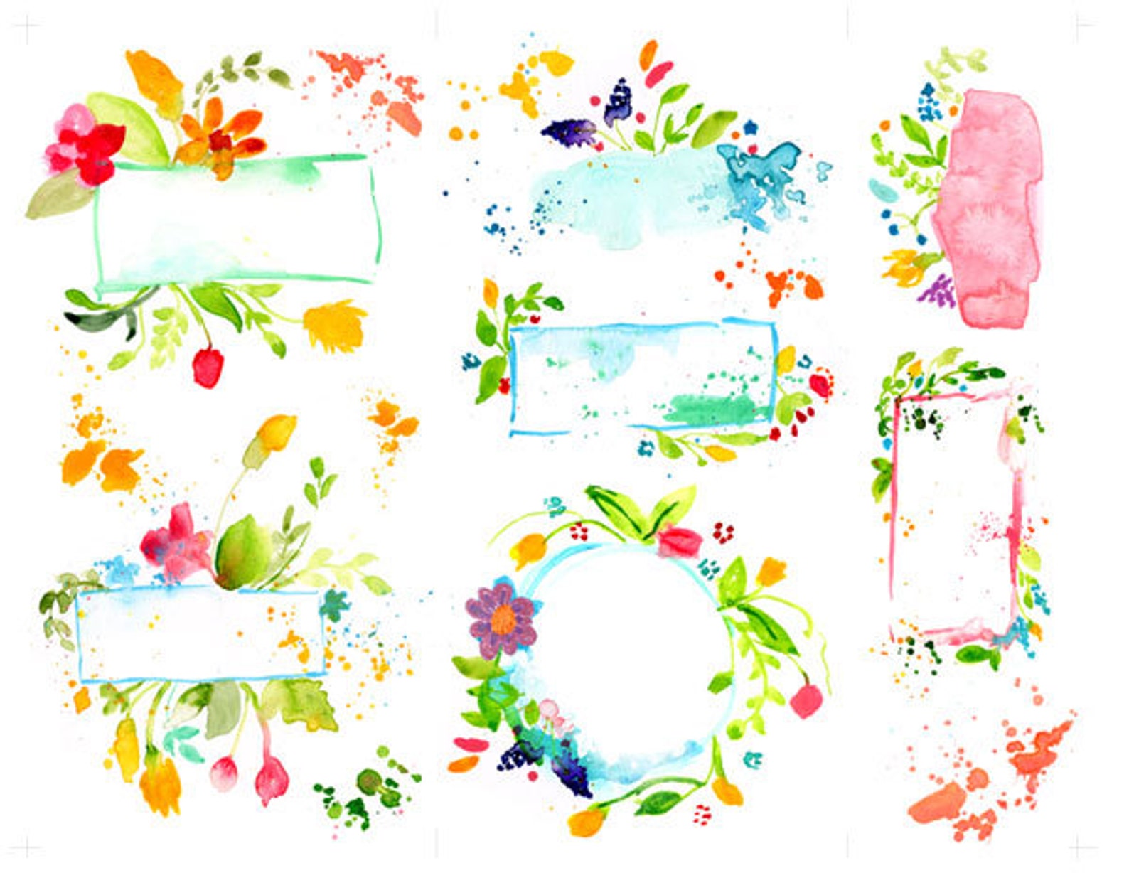 Watercolor Floral Headers Floral Art Digital Download - Etsy