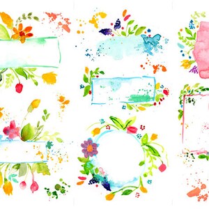Watercolor Floral Headers Floral Art Digital Download - Etsy