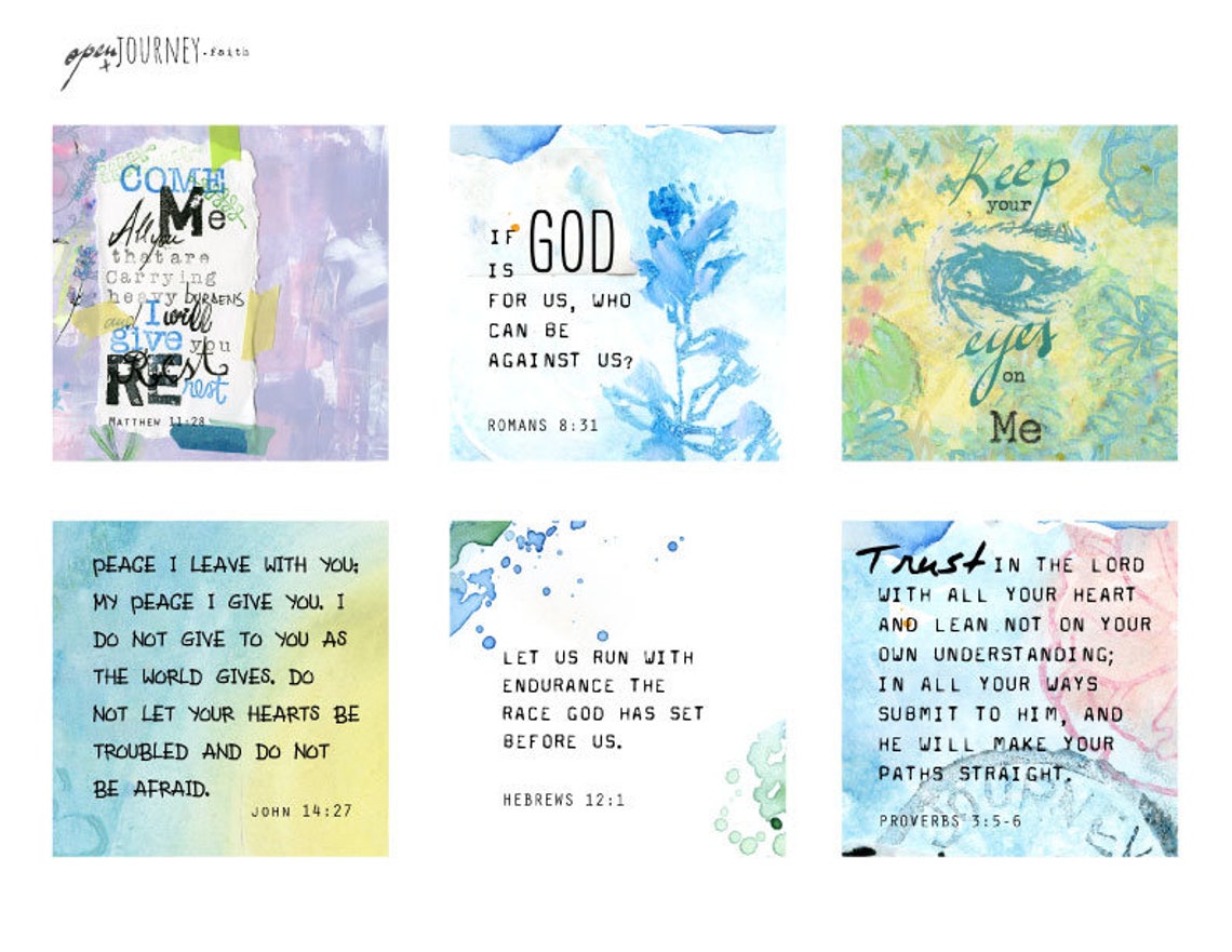 Inspirational Bible Verse Cards and Art - Set of 24 - Digital Download ...