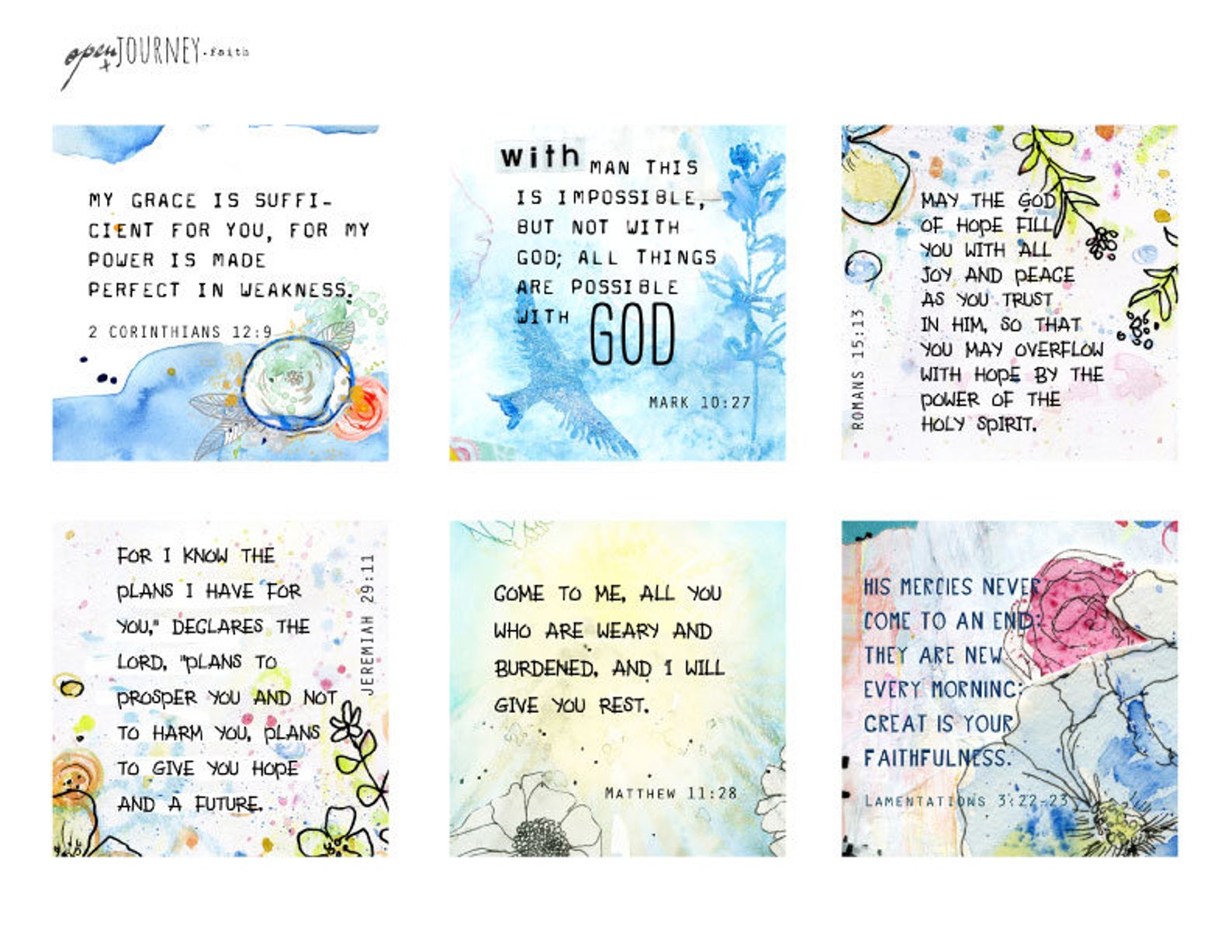 Inspirational Bible Verse Cards and Art Set of 24 Digital - Etsy