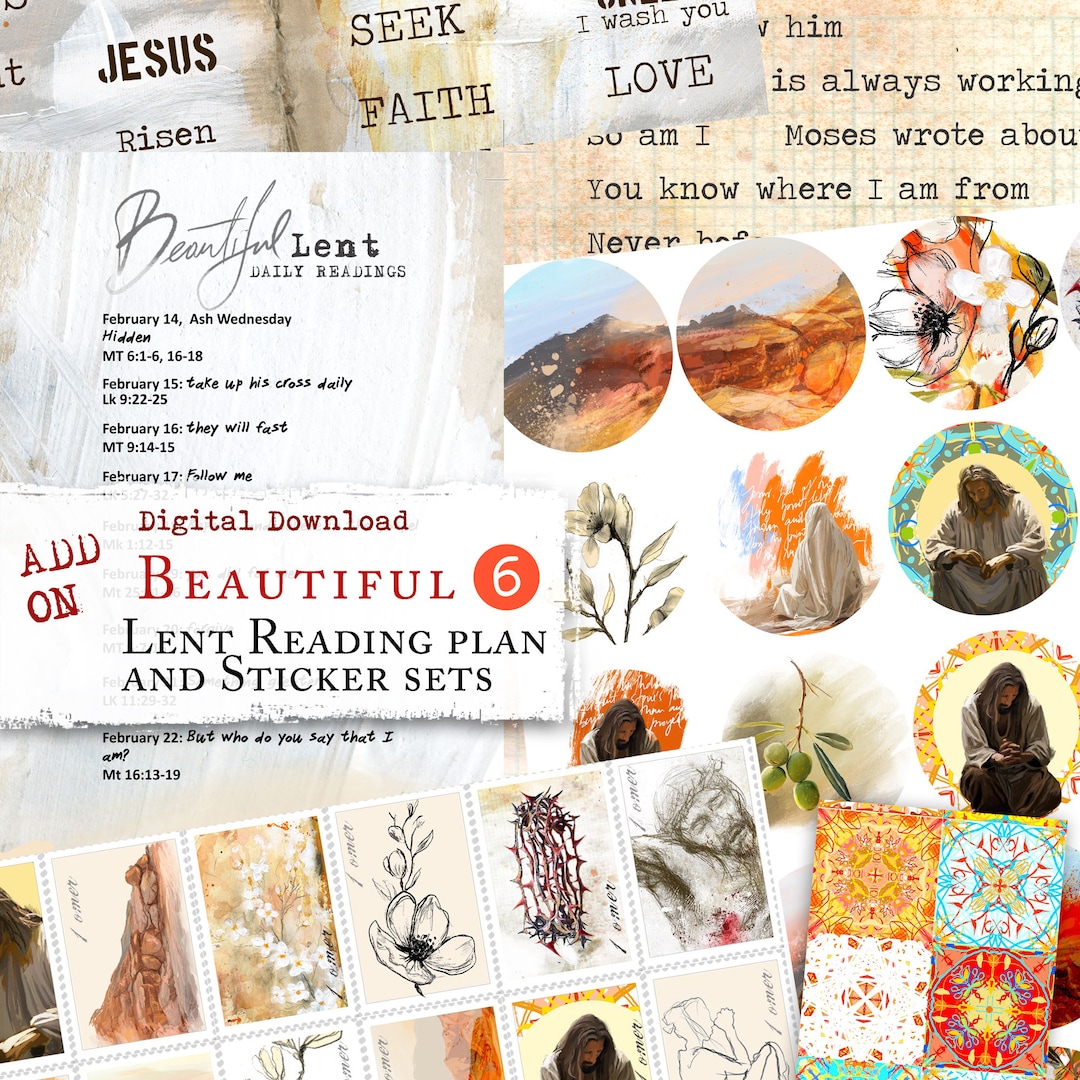 ADD ON Beautiful 6 - LENT Reading Plan, Journaling Post Stamps and ...