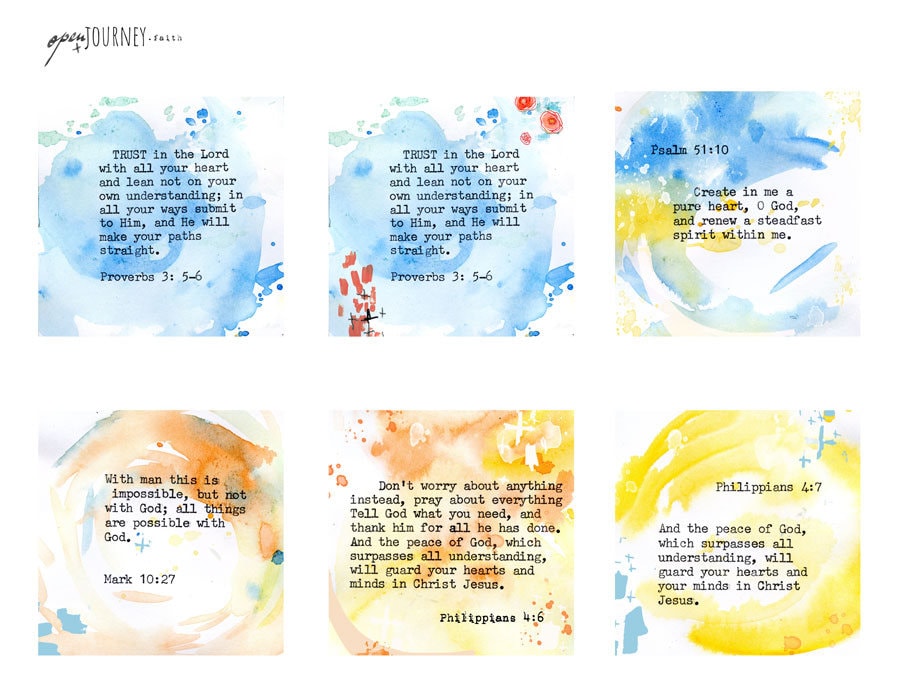 Inspirational Bible Verse Cards set of 24 digital download | Etsy