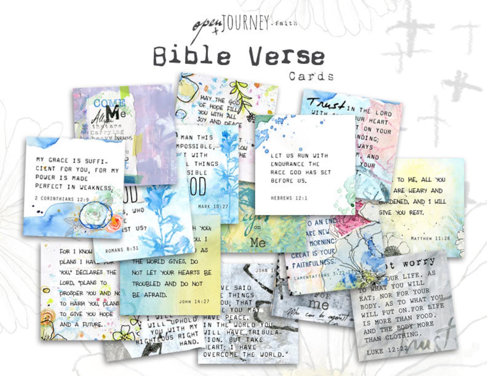Inspirational Bible Verse Cards and Art - Set of 24 - Digital Download ...