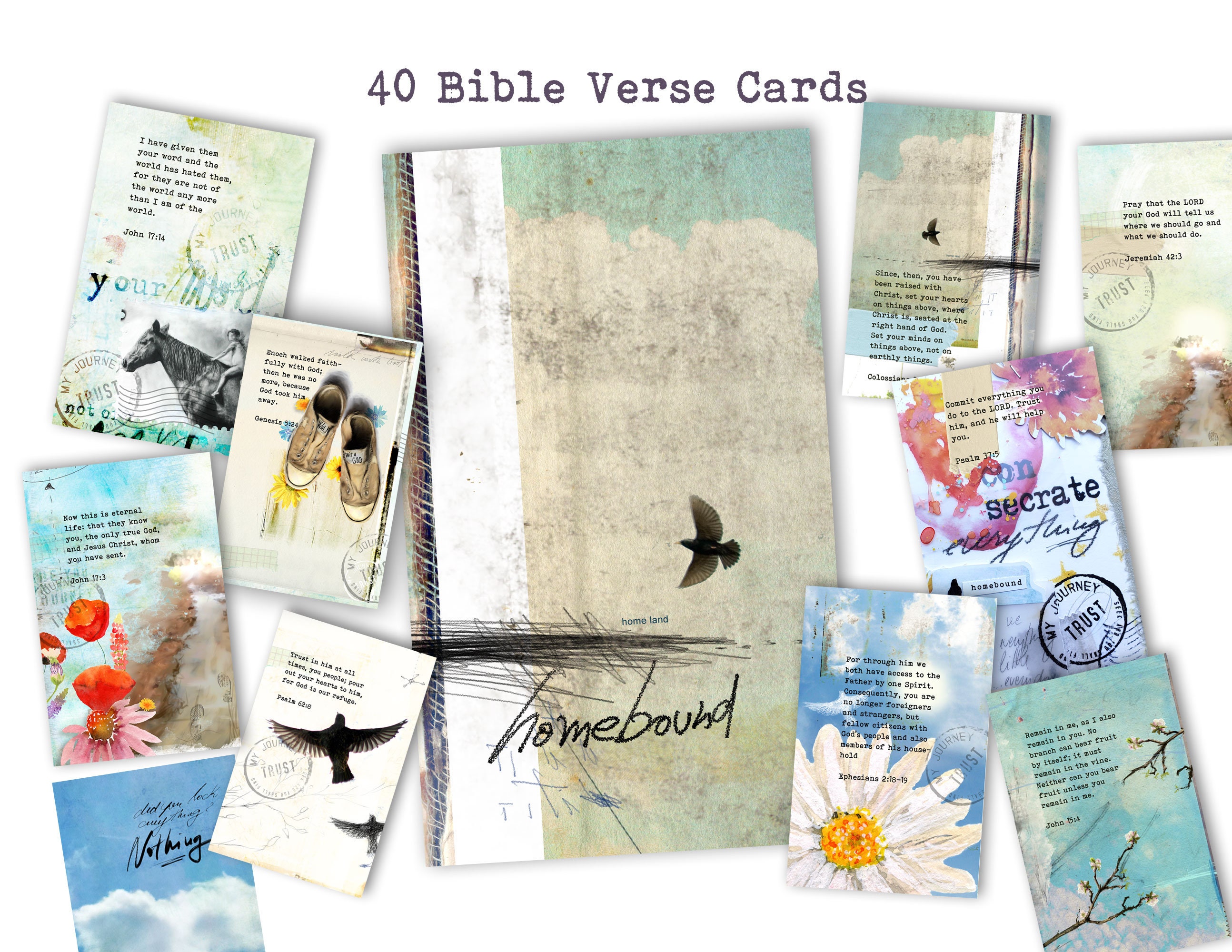 Homebound set of 40 Bible Journaling Cards digital download | Etsy
