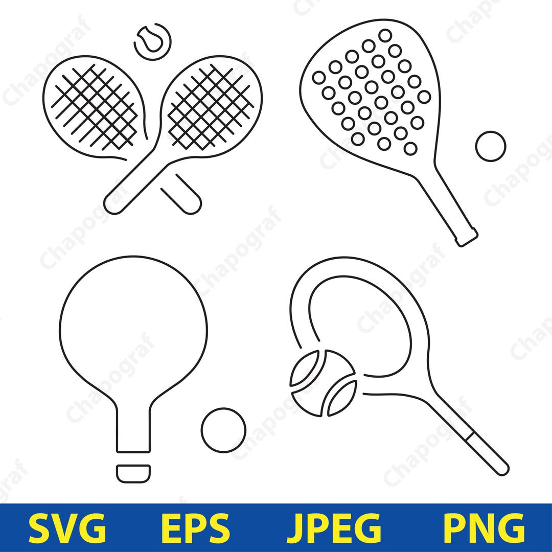 Tennis Vector Clipart Set – 4 Sport Illustrations Svg Eps Jpeg Png for ...