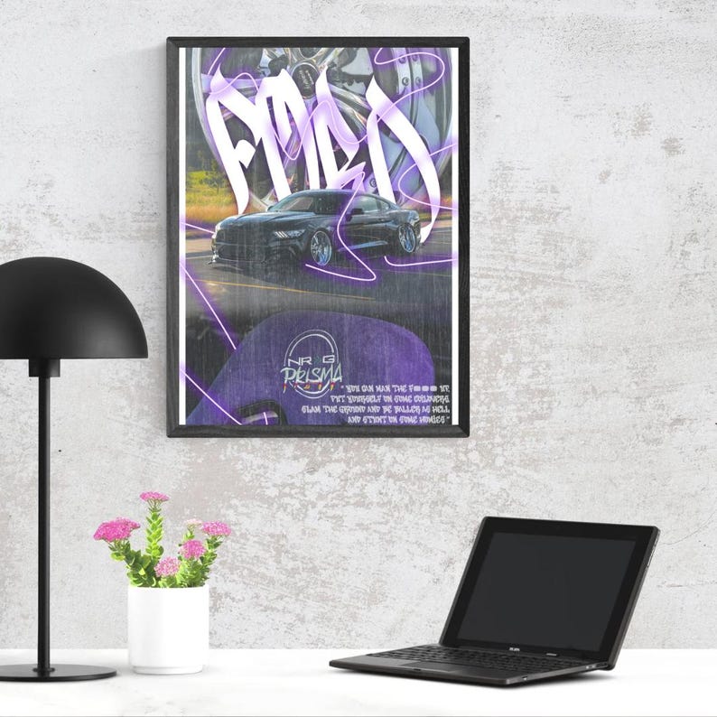 Ford Mustang Poster | Stance Car Poster | Car Poster | Art Poster | Car ...