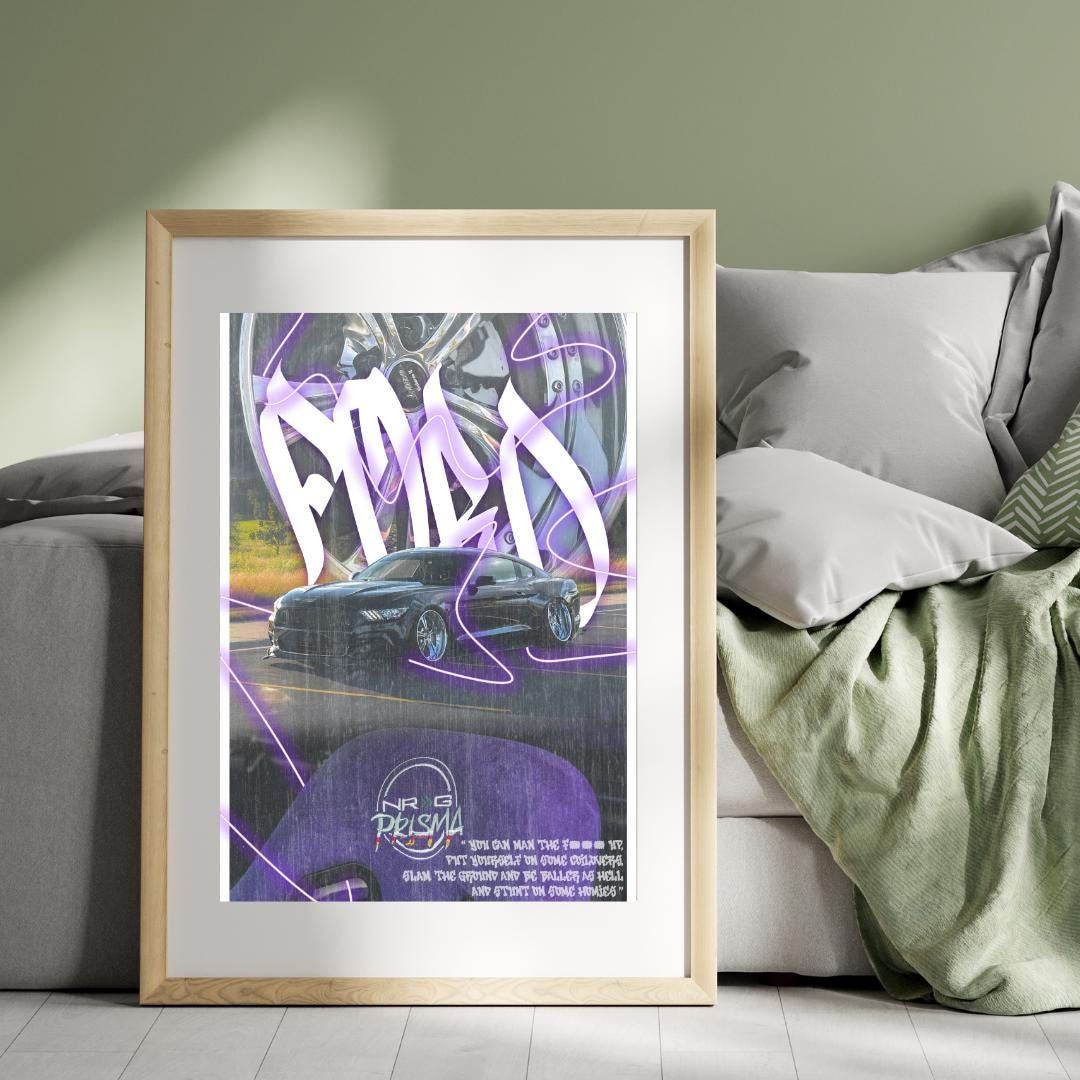Ford Mustang Poster | Stance Car Poster | Car Poster | Art Poster | Car ...
