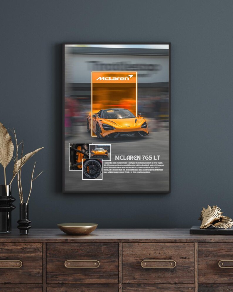 Mclaren 765LT Poster | Supercar Poster | Car Poster | Art Poster | Car ...