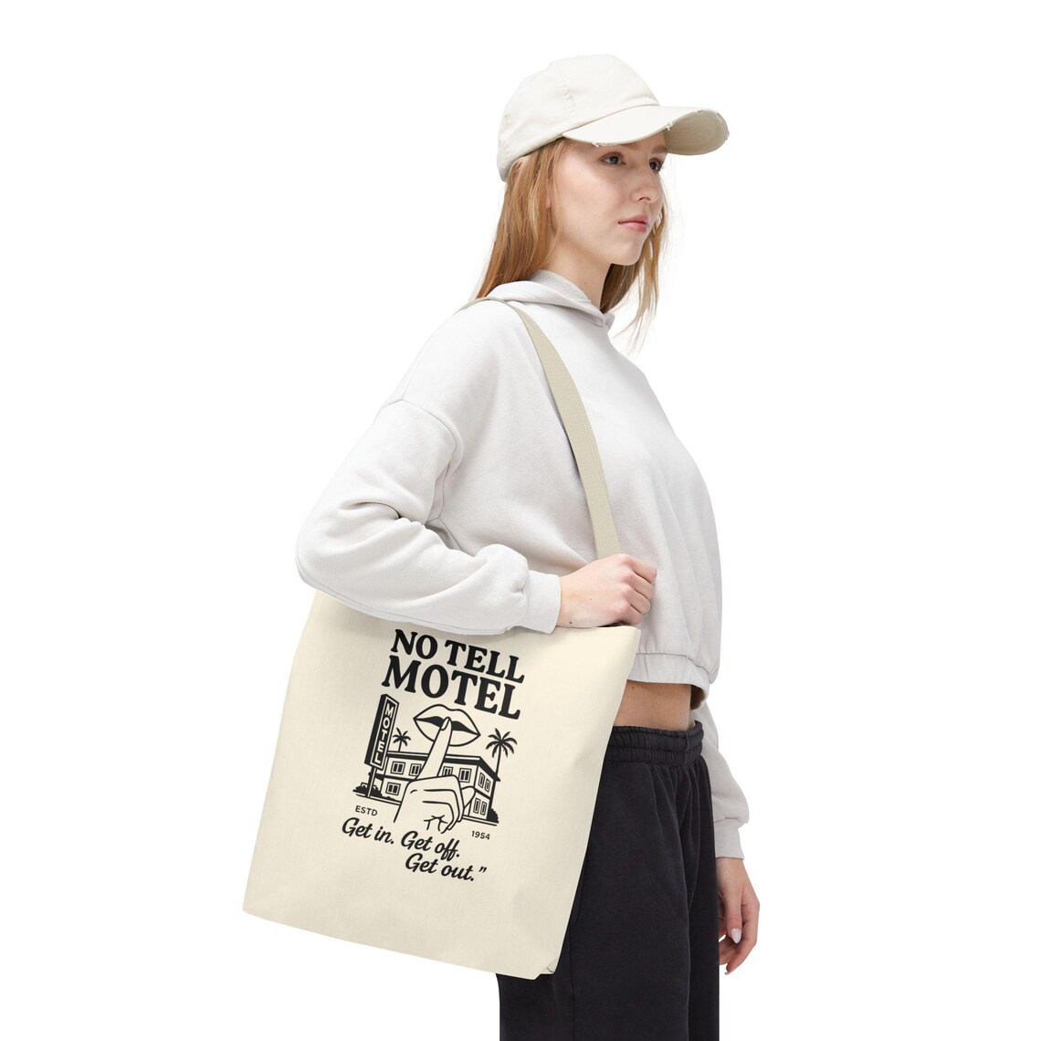 No Tell Motel Tote Bag, Retro Hotel Merch Design, Funny Vintage Motel ...