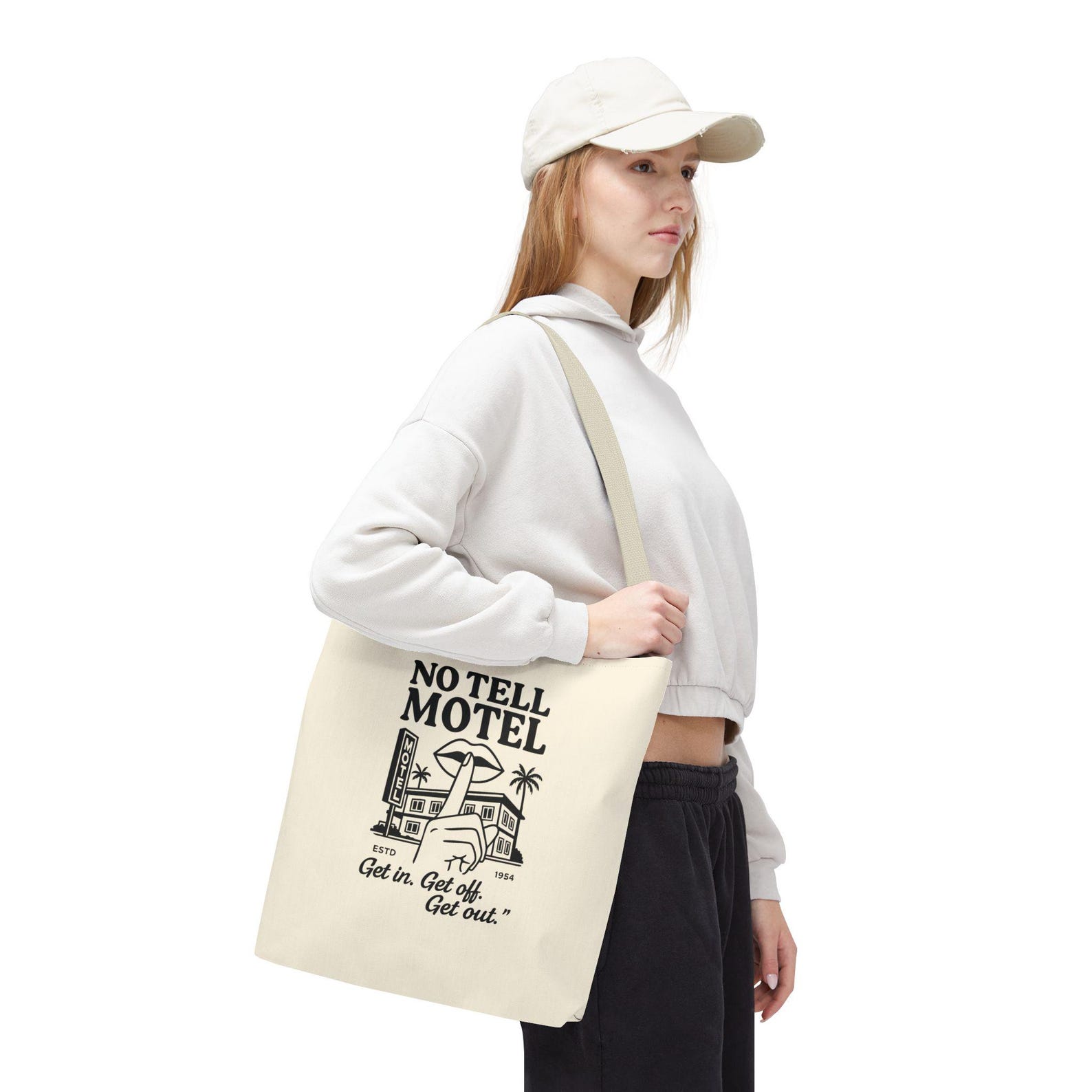 No Tell Motel Tote Bag, Retro Hotel Merch Design, Funny Vintage Motel ...