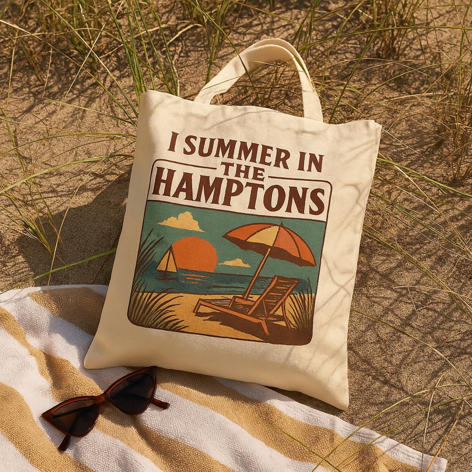 Hamptons Canvas Tote Bag | Luxury Beach Gift | I Summer in the Hamptons ...