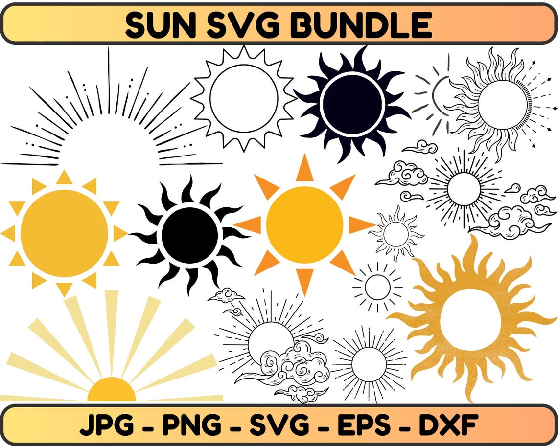 Sun Svg Bundle, Sun Svg Cut File, Sunrise Svg Bundle, Sunrise Clipart ...