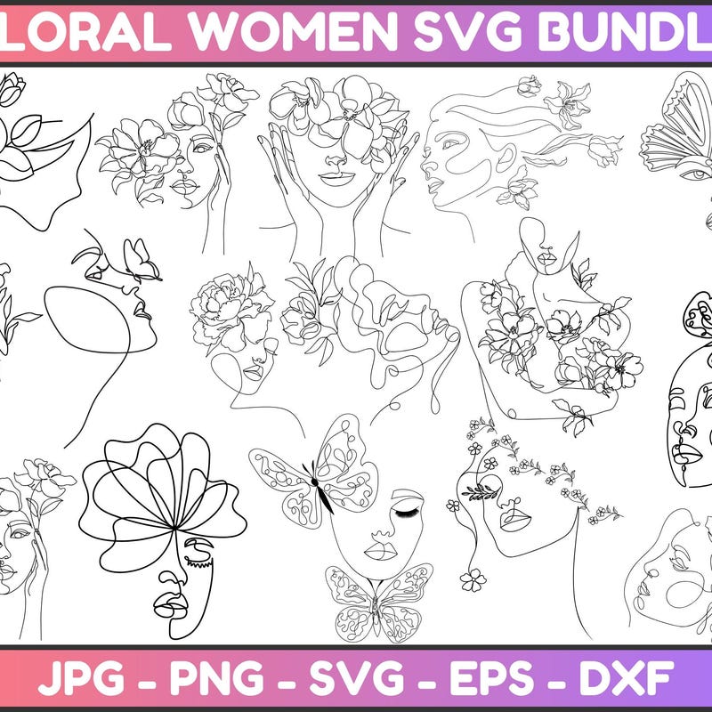 Line Art Woman Svg - Etsy