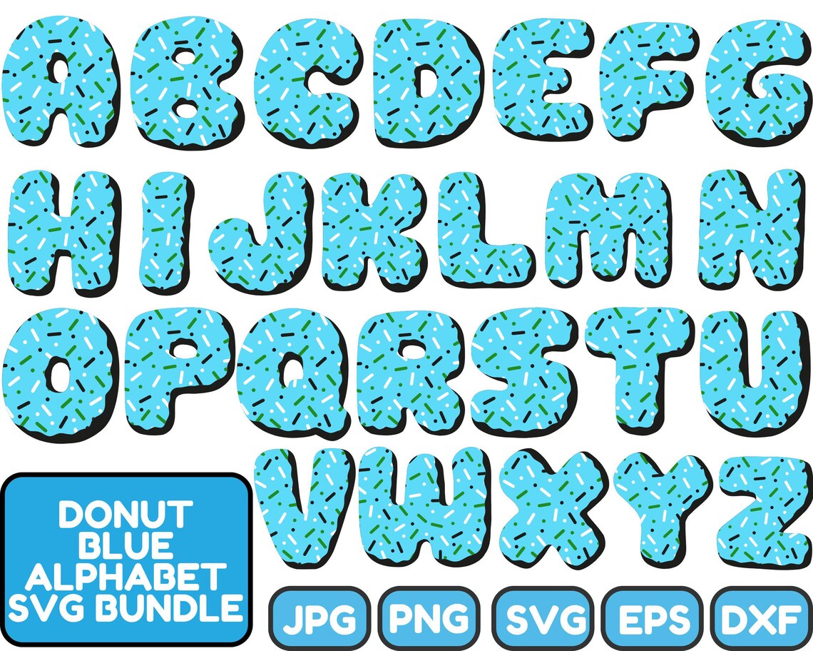 Blue Alphabet Donut Svg, Dxf, Eps, Png, Jpg, Blue Letters Donut ...
