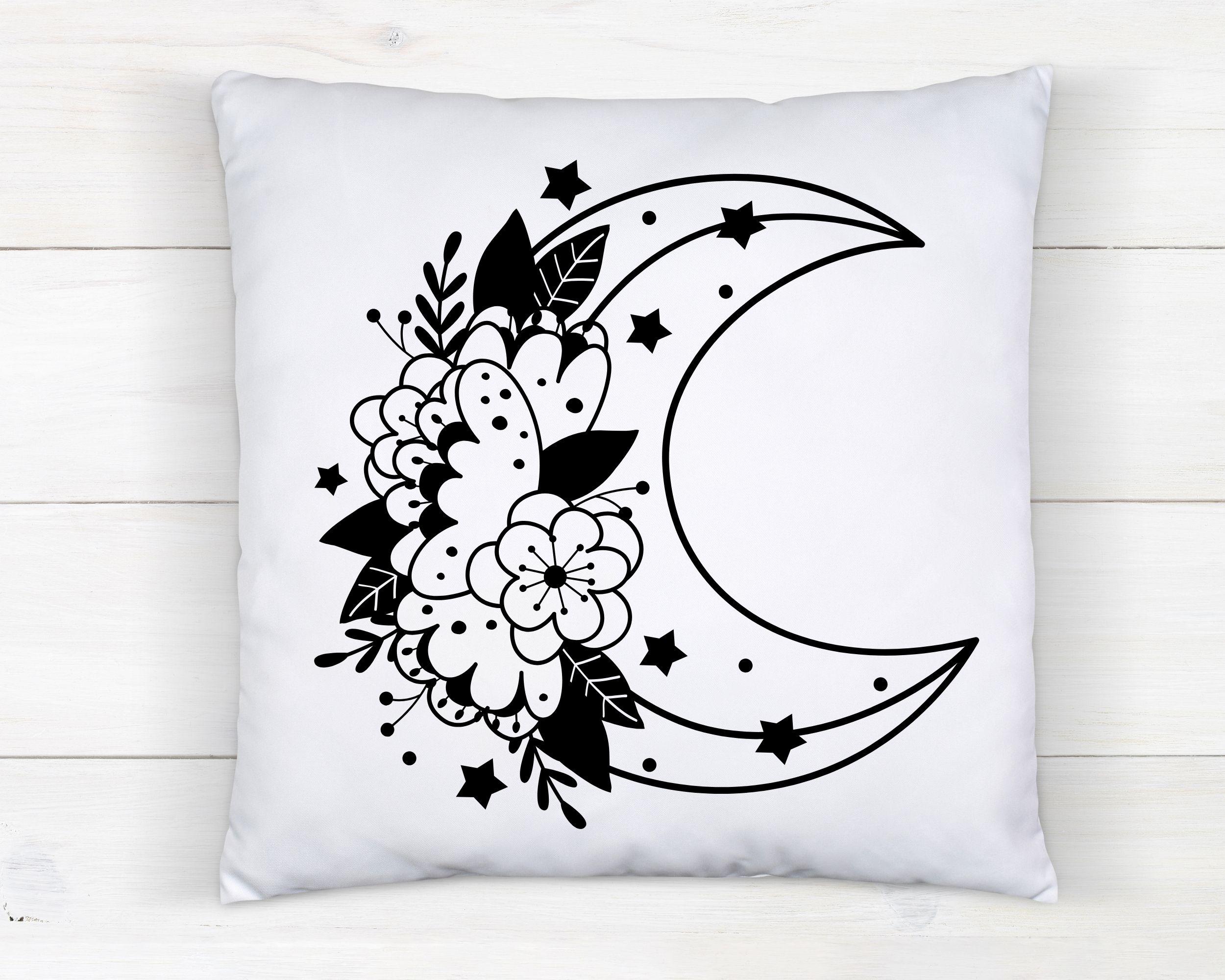 Floral Moon Svg Bundle, Floral Moon Clipart ,moon Flower Svg Cut Files ...
