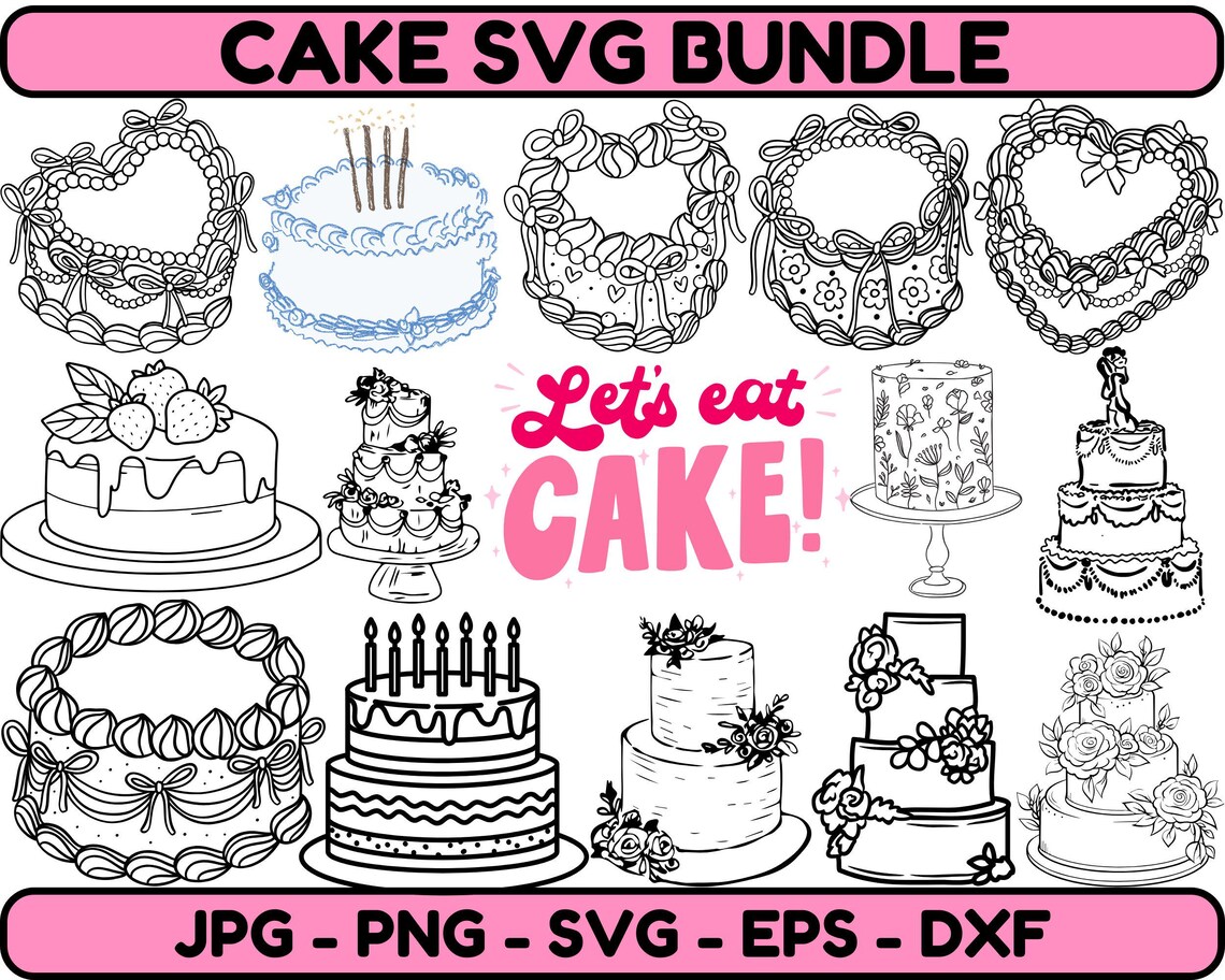 Cake SVG Bundle,cake Outline Svg,cake Clipart,cake Silhouette,bakery ...