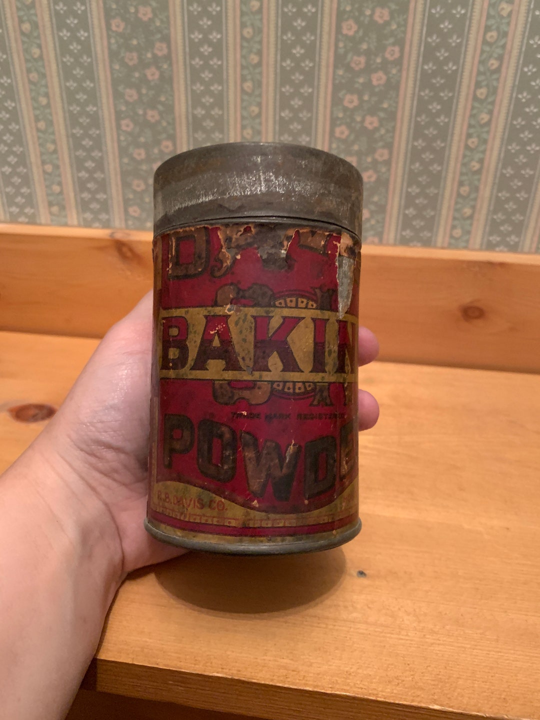 Vintage Antique Davis Baking Powder Bottle Metal Canister With Top - Etsy