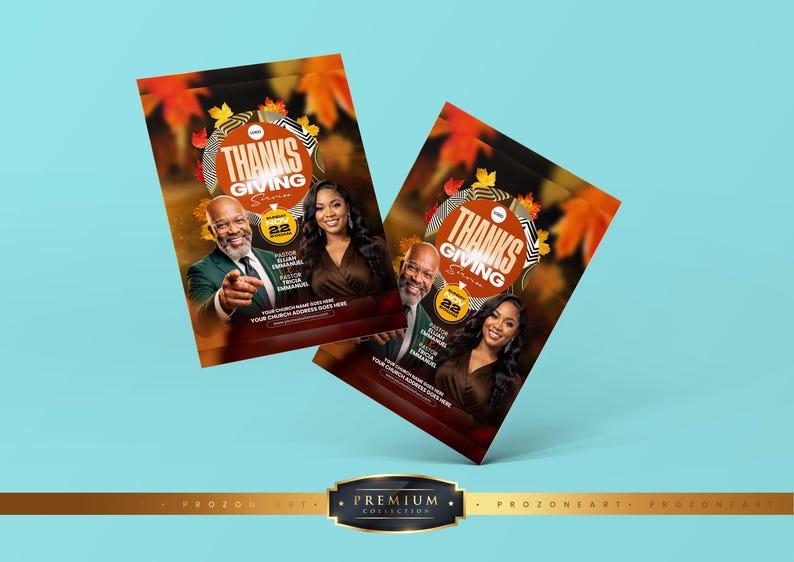 Thanksgiving Service Flyer Template | Editable Fall Worship Event ...
