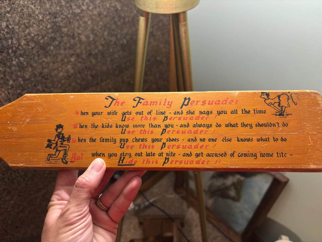 Vintage Wooden Gag Paddle – “family Persuader” Novelty Spanking Stick ...