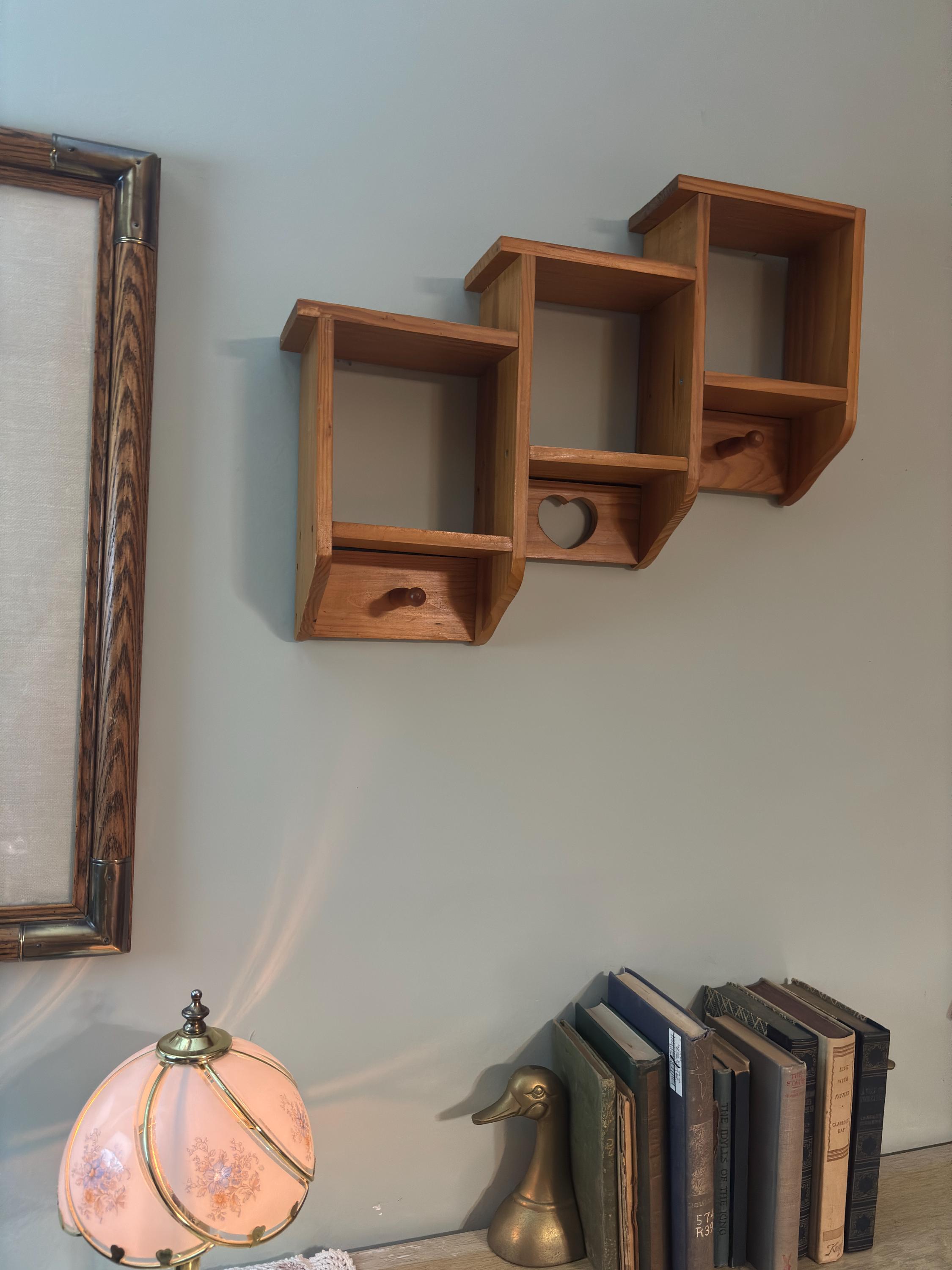 Vintage Wooden Wall Shelf – Heart Cut-out – Rustic Country Decor ...