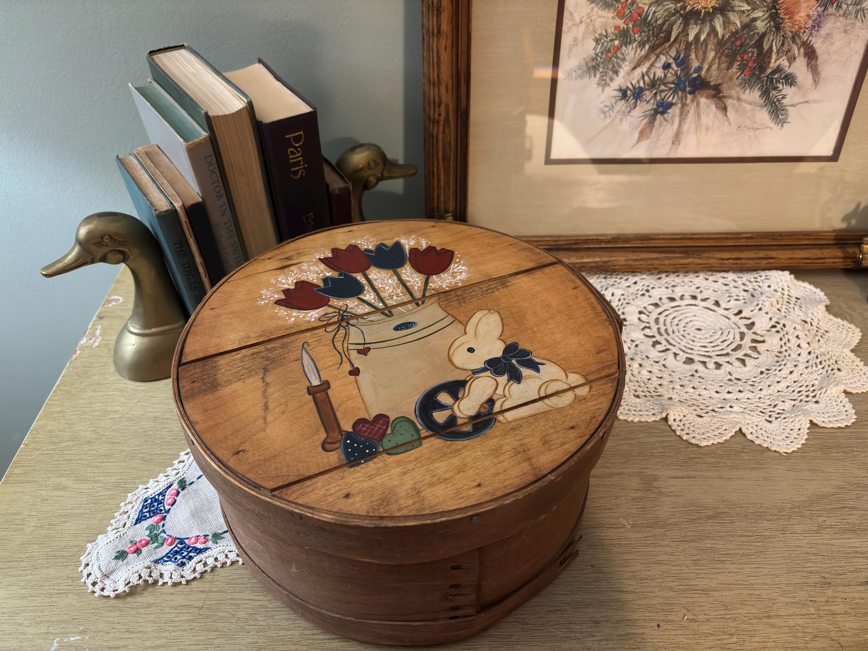 Vintage Painted Cheese Box | Shaker Style Folk Art Box | Primitive ...