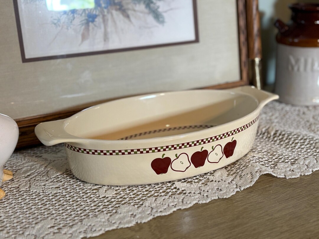 Vintage Apple Stoneware E Au Gratin Baking Dish – Oval Oven-safe up to ...