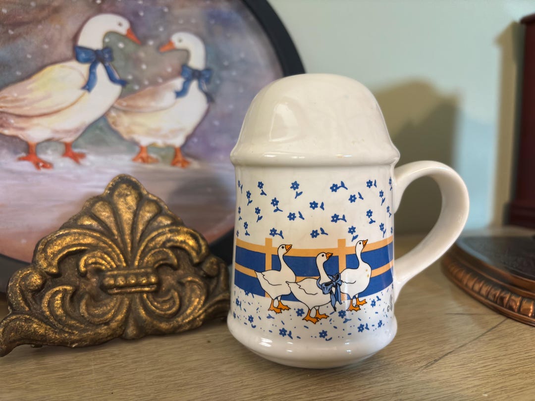Vintage Goose Salt Shaker – Blue Bow Geese With Flowers – 80s Country ...