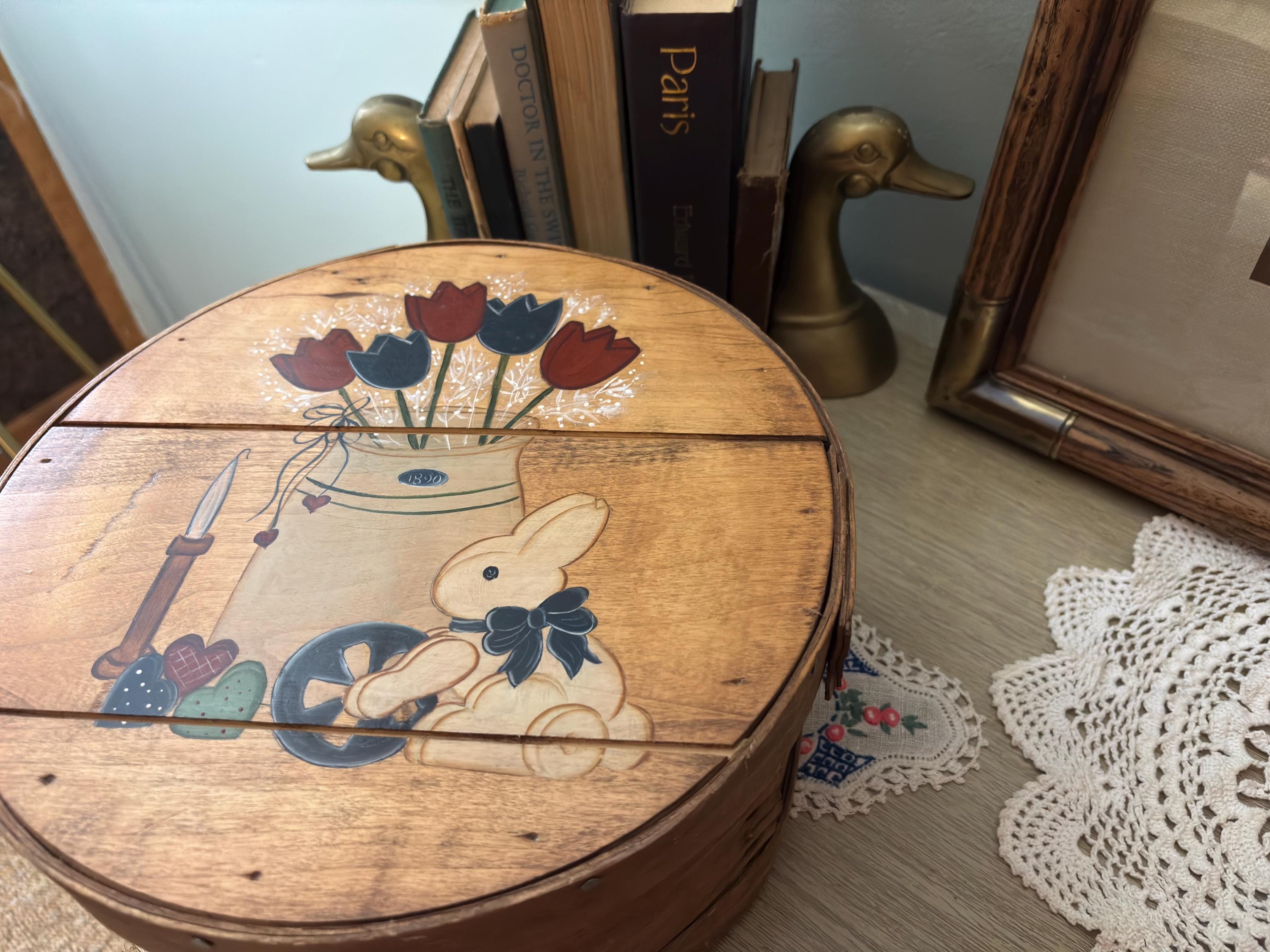 Vintage Painted Cheese Box | Shaker Style Folk Art Box | Primitive ...