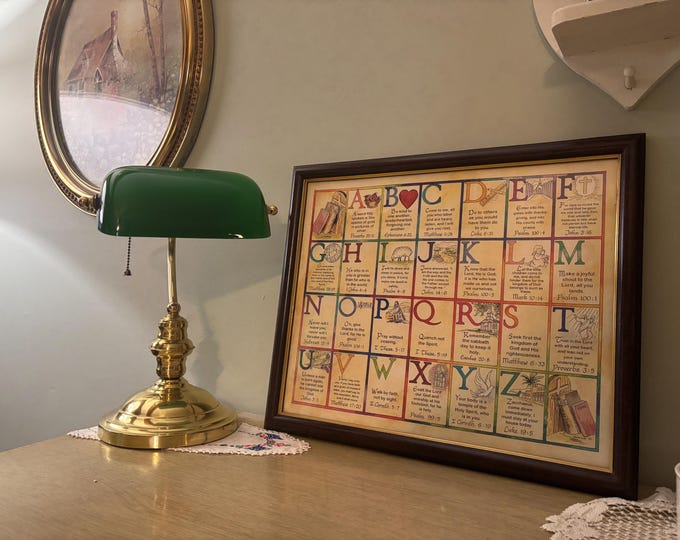 Vintage Framed ABC Bible Verse Art – Christian Alphabet Wall Decor ...