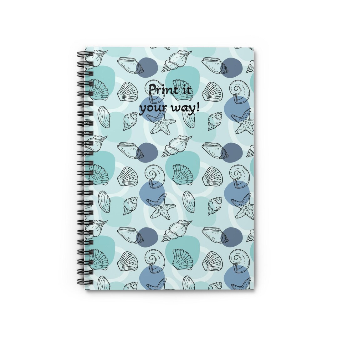 Ocean-inspired Spiral Notebook, Sea Shell Journal, Customizable Notepad ...