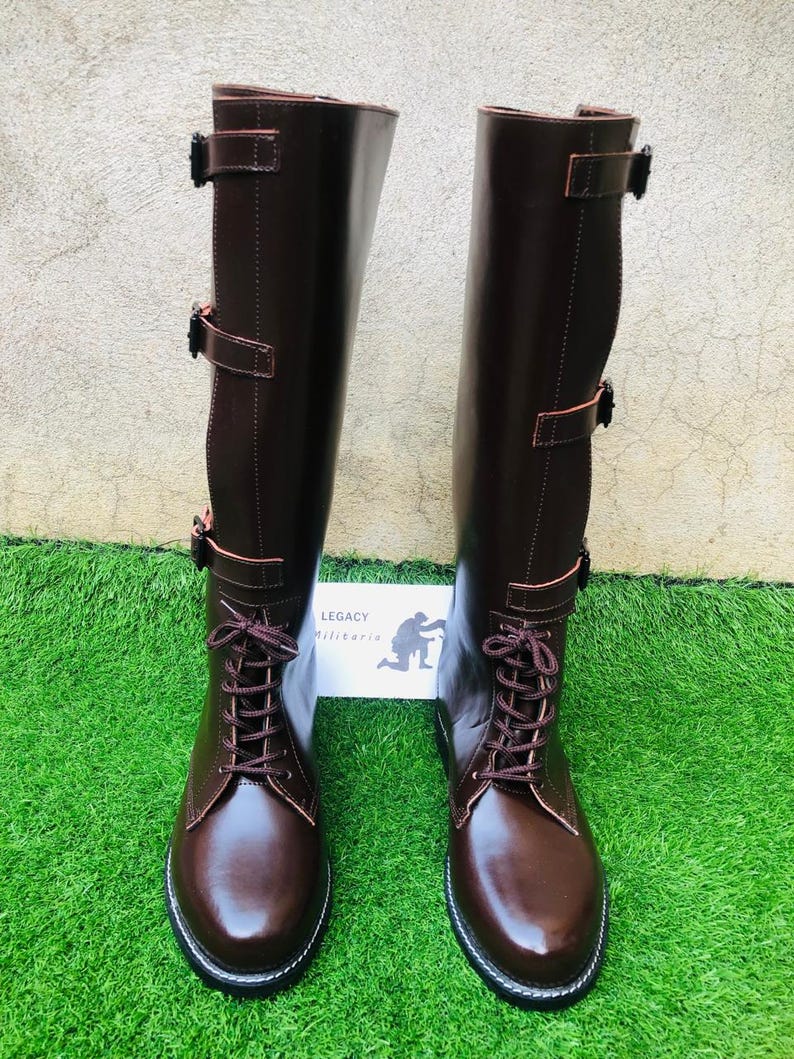 US M40 Cavalry Leather Boots: 3 Buckle Dark Brown Riding Boots - Etsy