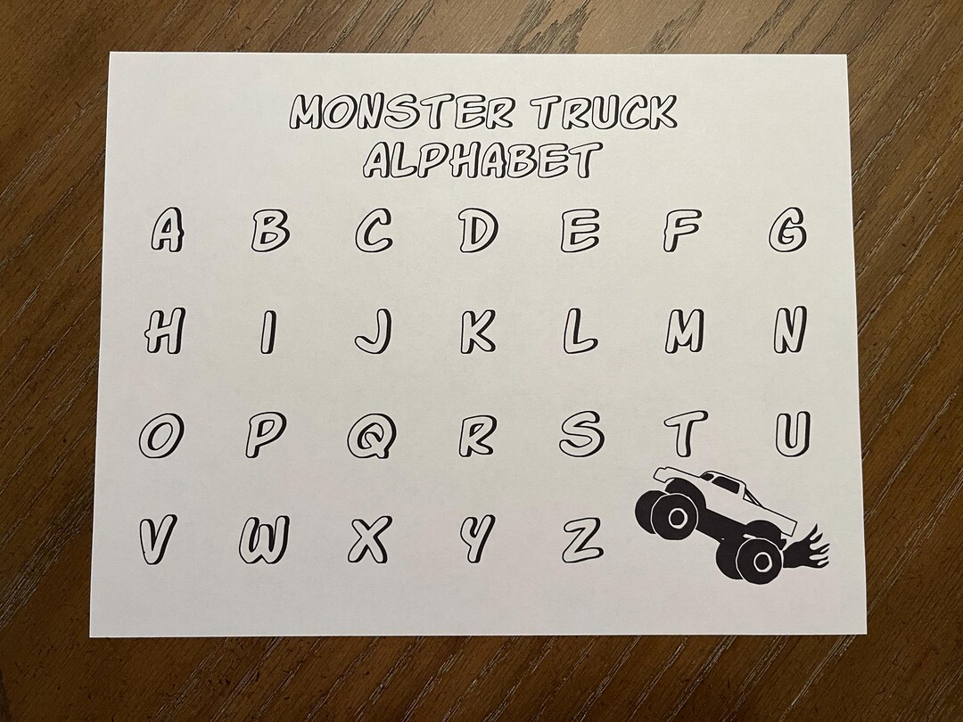 Monster Truck Alphabet Printable Coloring Page - Etsy