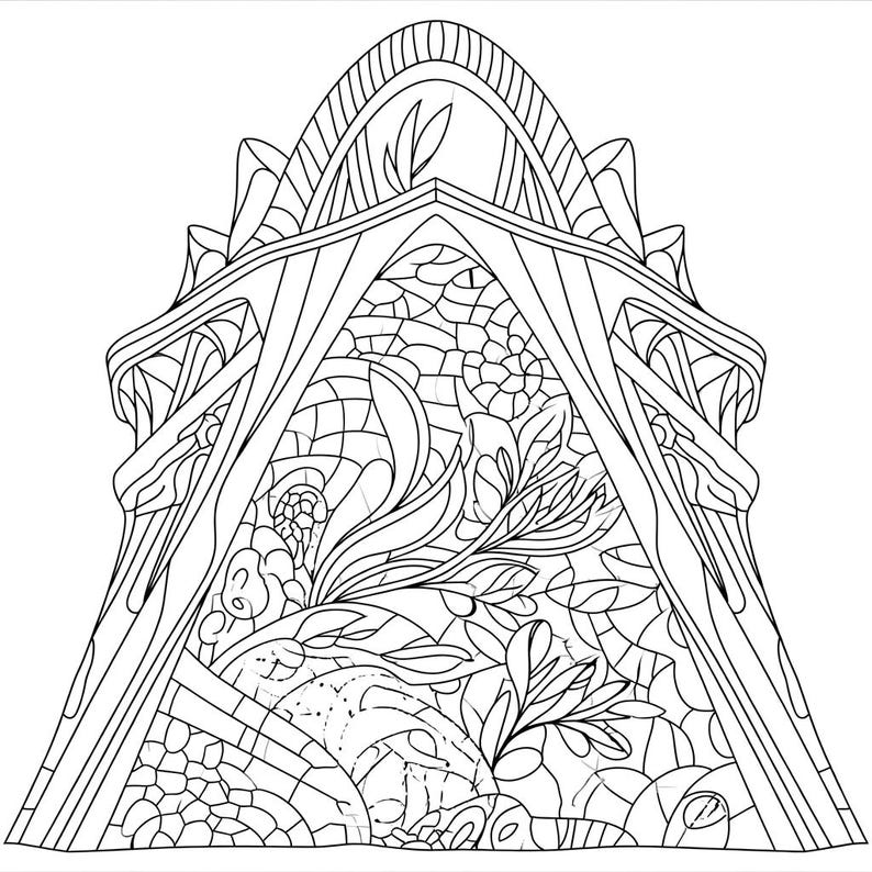 Gaudí Mosaic Coloring Book | Barcelona Architecture Art (PDF Download ...