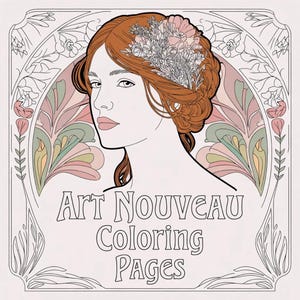 Art Nouveau Coloring Book | Mucha-inspired Line Art (30 Pages, PDF) - Etsy