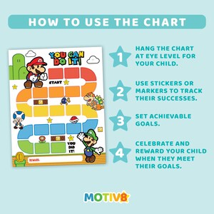 Super Mario Reward Chart for Kids | Printable Mario Brothers Sticker ...