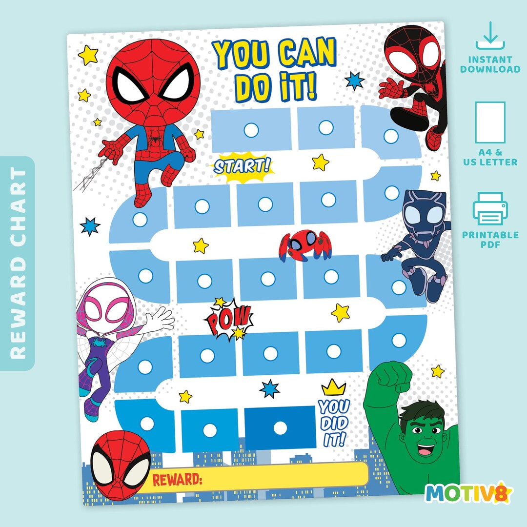 Printable SPIDEY Reward Chart | Kids Routine Sticker Chart | Amazing ...