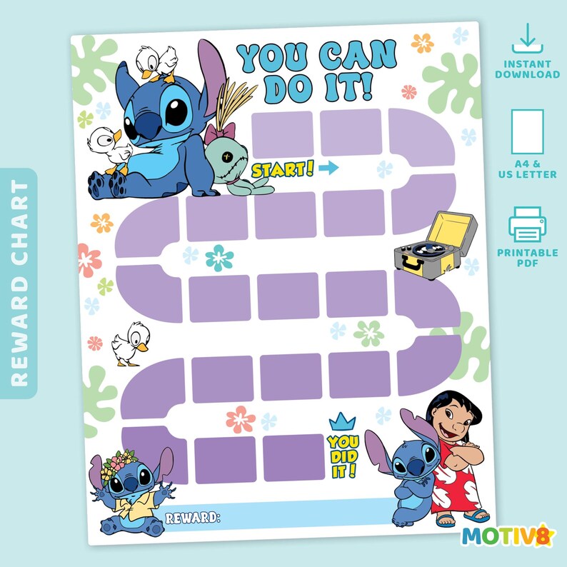 Stitch Reward Chart for Kids | Printable Lilo and Stitch Sticker Chart ...