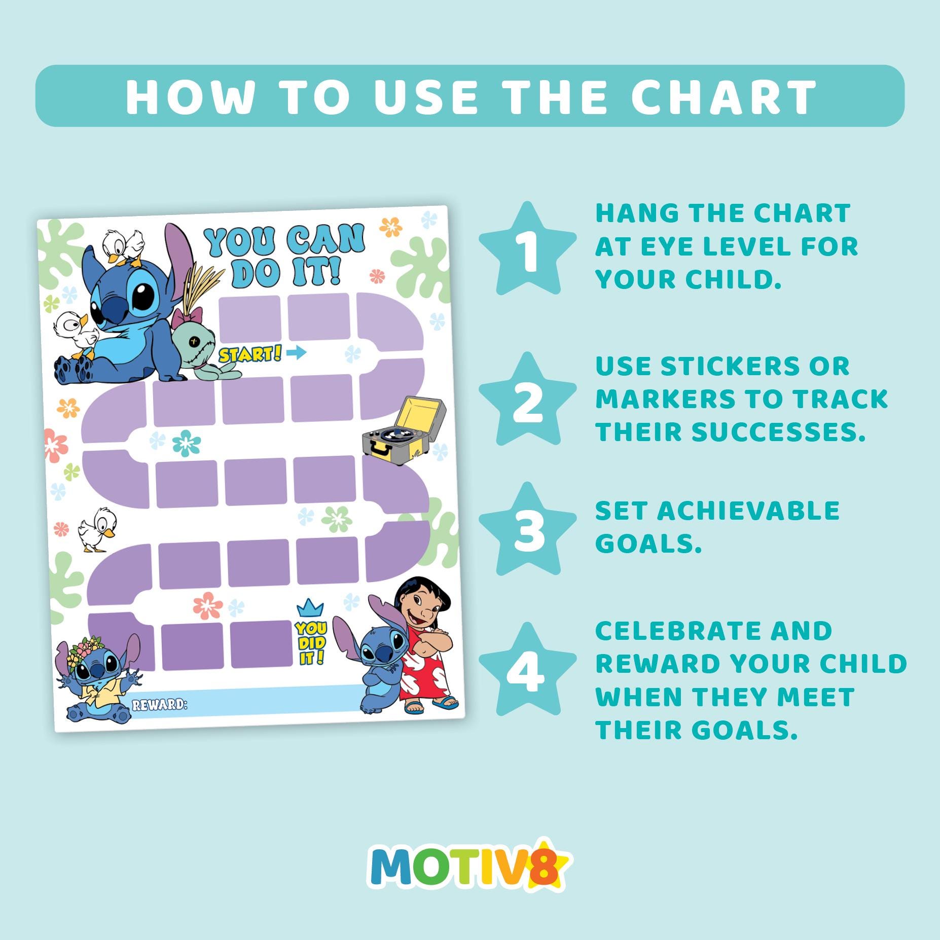 Stitch Reward Chart for Kids | Printable Lilo and Stitch Sticker Chart ...