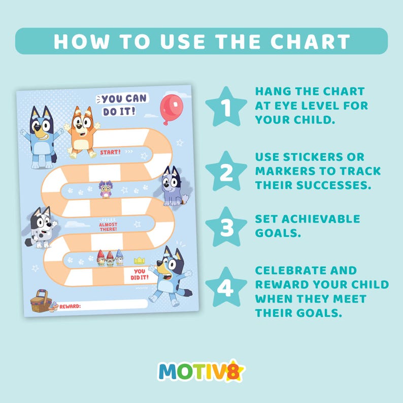 Bluey Reward Chart | Printable Sticker Chart | Kids Routine Sticker ...