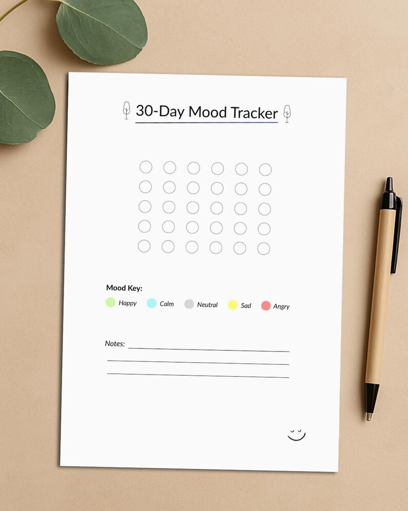 30-day Mood Tracker | Printable PDF | A4 Size | Minimalist Health ...