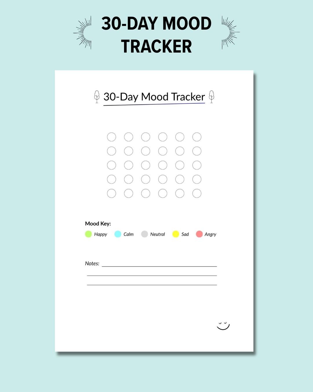 30-day Mood Tracker | Printable PDF | A4 Size | Minimalist Health ...