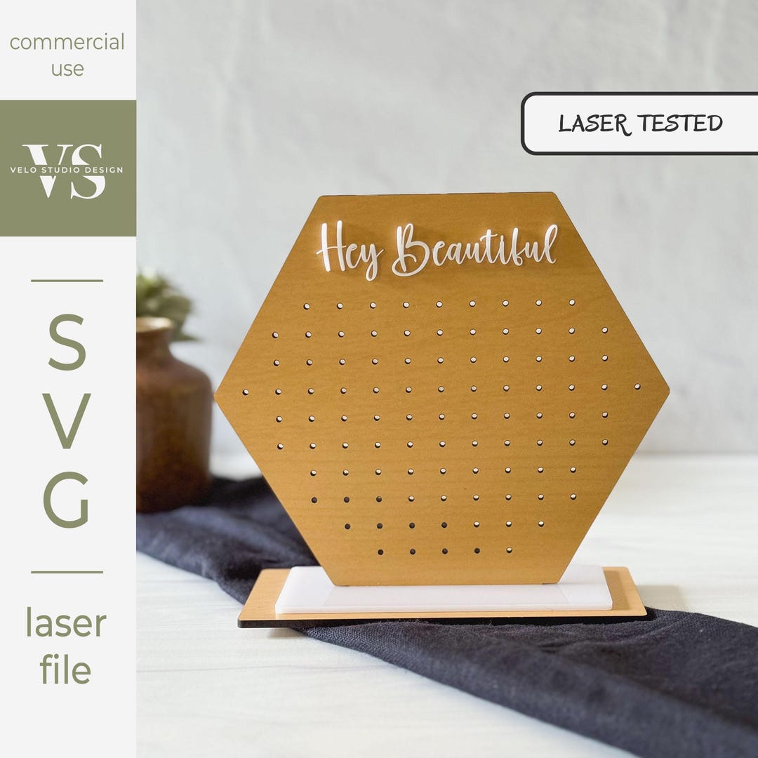SVG Hexagon Earring Stand | Laser Cut Jewelry Display (glowforge/xtool ...