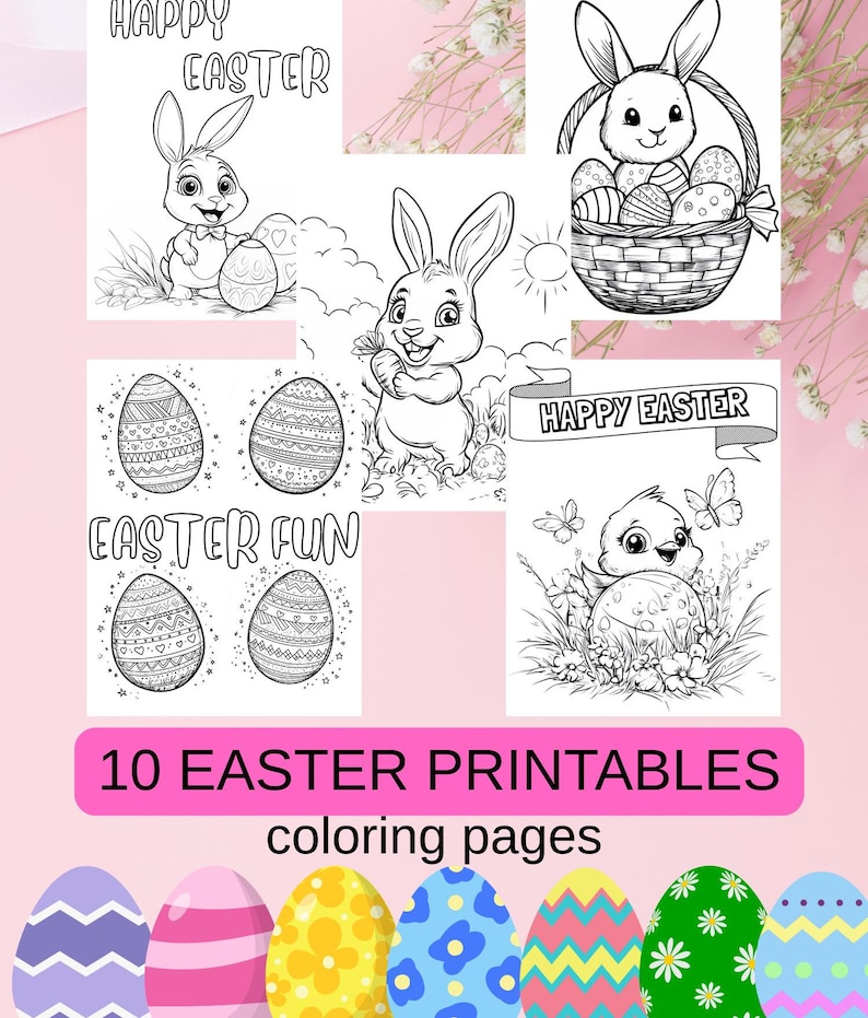 Easter Coloring Page – Cute Printable Easter Activity for Kids - Etsy