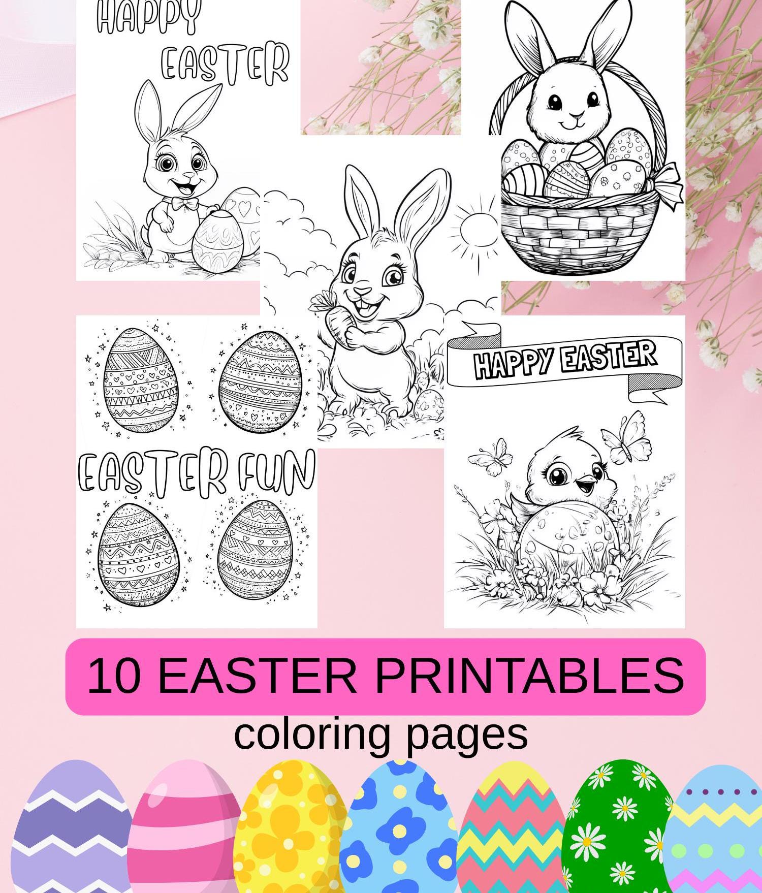 Easter Coloring Page – Cute Printable Easter Activity for Kids - Etsy